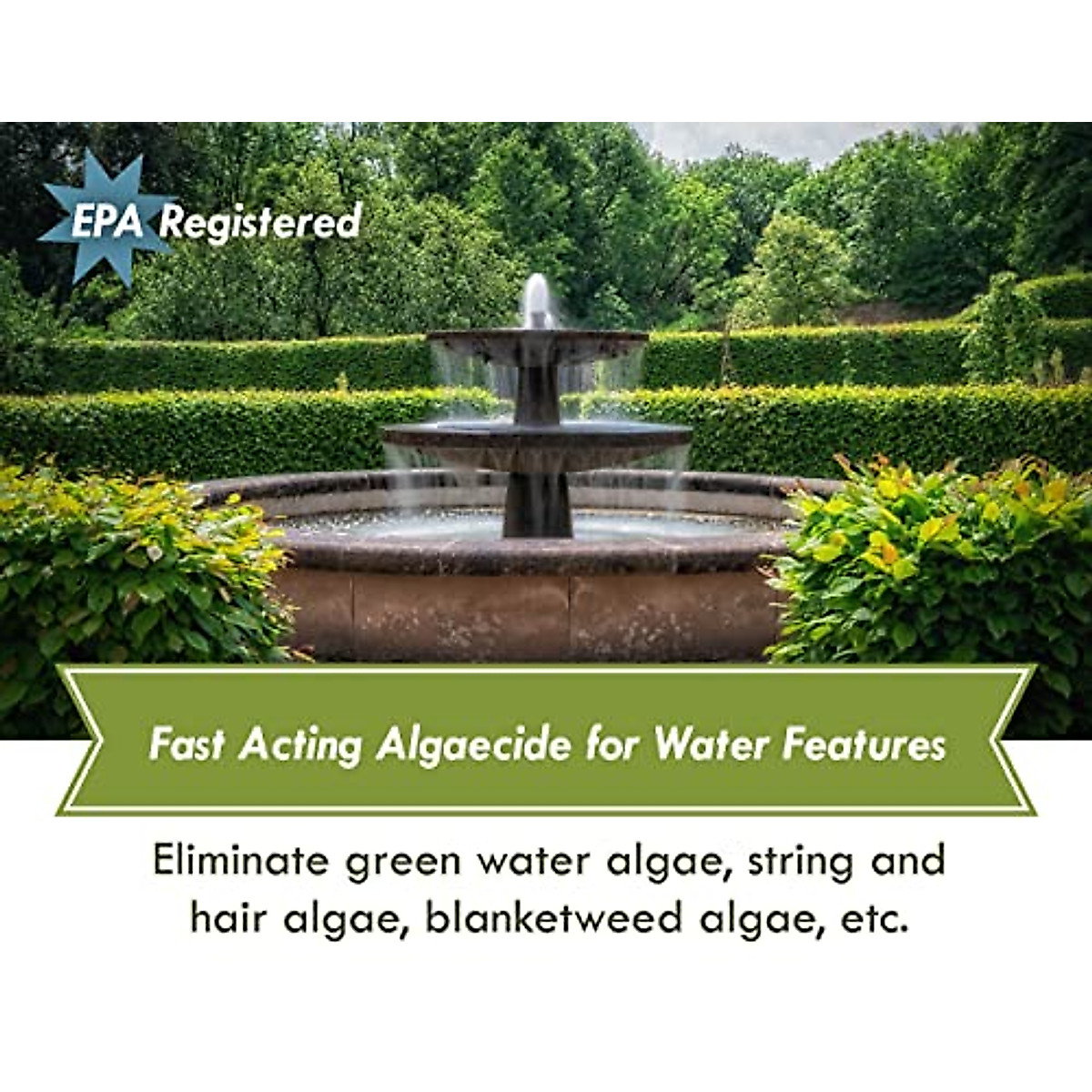 Fountain Algaecide and Clarifier - 32oz - Kills and Inhibits All Types of Algae Growth, Formulated for Small Ponds and Water Features, Treats up to 32,000 Gallons