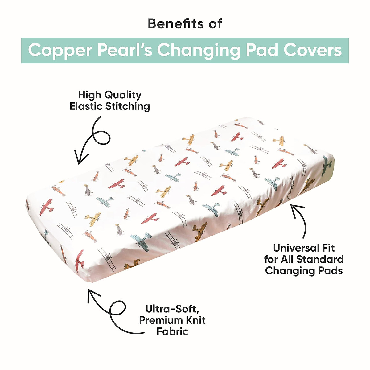 Copper Pearl Premium Knit Changing Pad Cover Soft, Stylish, and Universal Fit for All Standard Diaper Changing Pads, Trendy Design Changing Pad Covers, Rocky