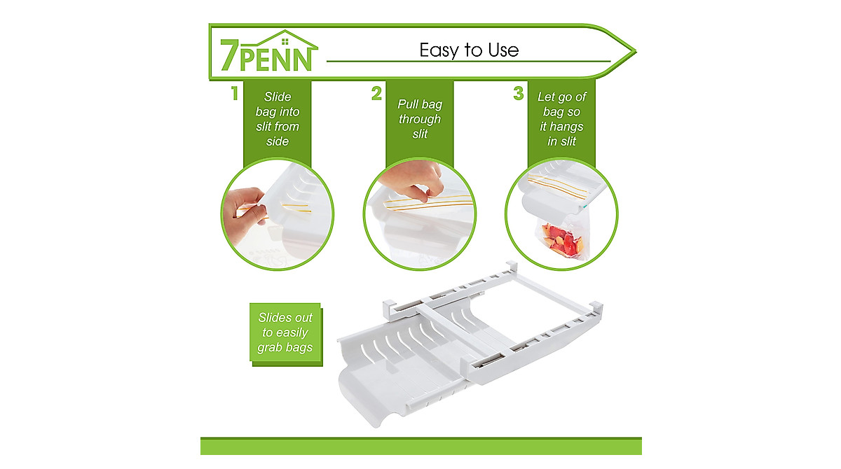 7Penn Fridge Zip Bag Hanging Rack with 40 Bags | Adjustable ...