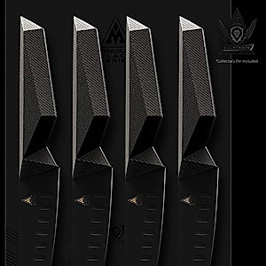 Dalstrong Steak Knife Set - 4-Piece - 5" Blade - Shadow Black Series - Black Titanium Nitride Coated - High Carbon - 7CR17MOV-X Vacuum Treated Steel- Sheath - NSF Certified