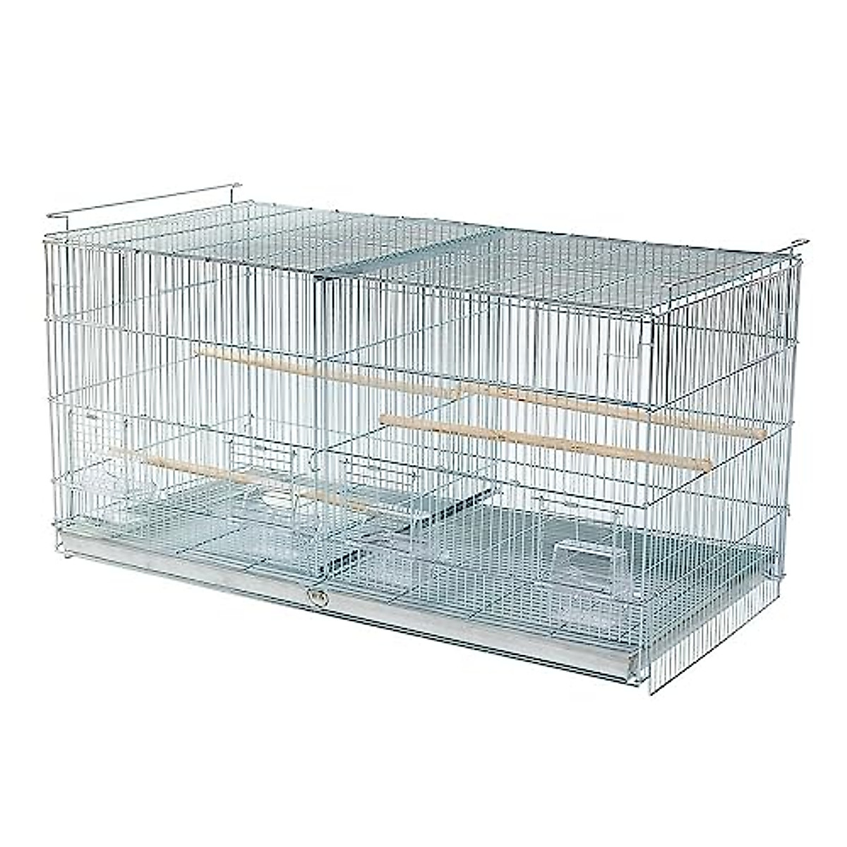 Galvanized Zinc Stackable Breeder Bird Flight Cage Side Breeding Nest Door with Removable Divider (Galvanized Zinc, 30"x11"x15"H Lot-4 Stand)