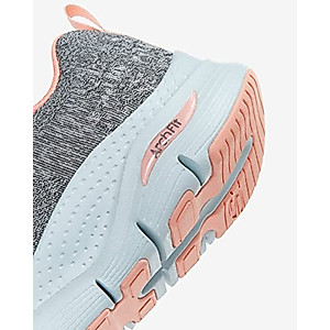 Skechers Women's Sneaker, Gray Knit Pink Trim, 8