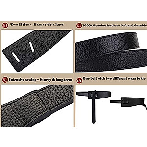 ALAIX Women's Leather Belt Dress Belt for Jeans Jumpsuit Coat Fashion Tie a Knot Genuine Leather Waist Belt Black