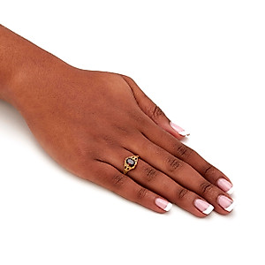 PalmBeach Yellow Gold-plated Antiqued Oval Cut Genuine Red Garnet Vintage Style Ring Sizes 5-10 Size 6