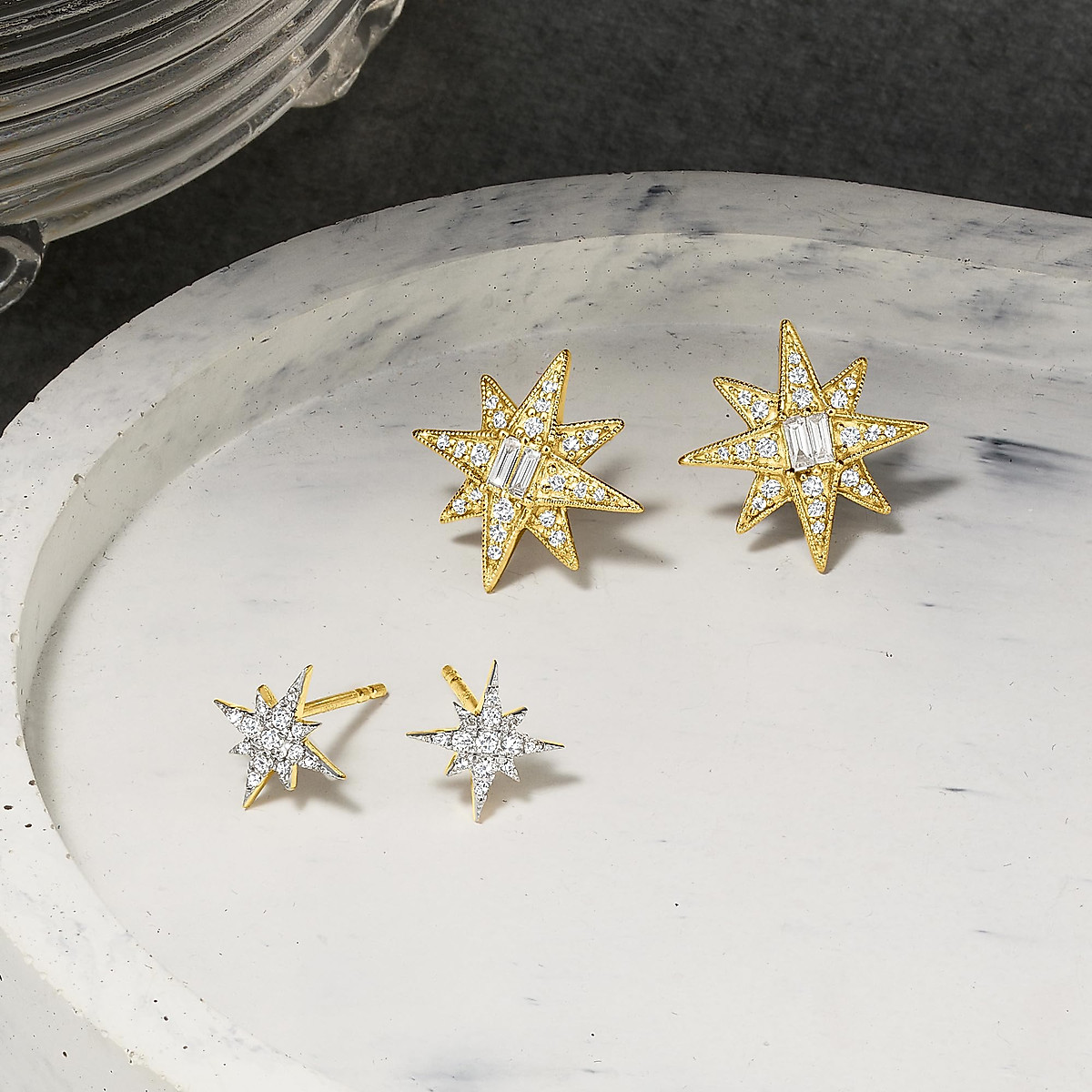 RS Pure by Ross-Simons 0.15 ct. t.w. Diamond Star Stud Earrings in 14kt Yellow Gold