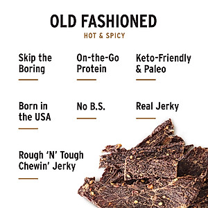 People's Choice Beef Jerky - Old Fashioned - Hot & Spicy - Healthy, Sugar Free, Zero Carb, Gluten Free, Keto Friendly, High Protein Meat Snack - Dry Texture - 1 Pound, 16 oz - 1 Bag