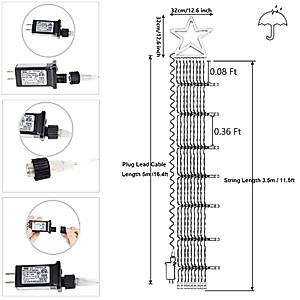 FUNIAO 320 LED Waterfall String Lights for Christmas Trees, Parties, Yard, Garden, and Home Decor (Warm White)