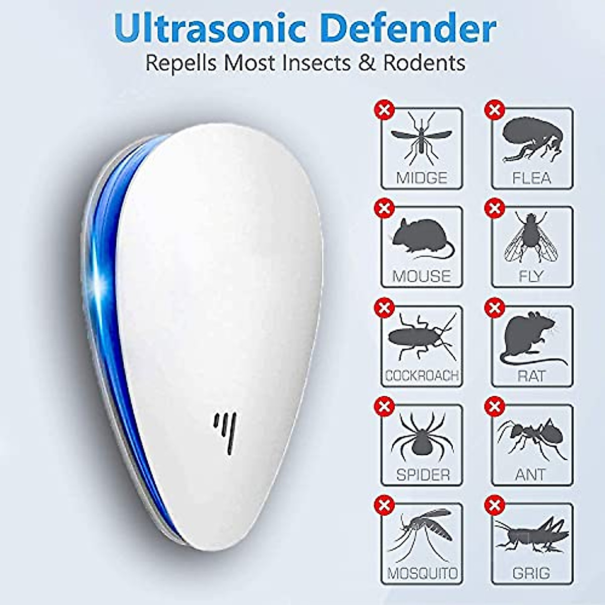 FLAMOW Ultrasonic Pest Repellent(6 Pack), 2022 Newest Electronic Repeller Indoor Plug in for Mosquito, Spider, Mice, Ant, Insects, Roaches, Rodent,Non-Toxic, 100% Safe Humans & Pets Safe