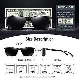 BIRCEN Mens Sunglasses Polarized UV Protection: Classic Shades for Men Driving Fishing with Al-Mg Metal Frame