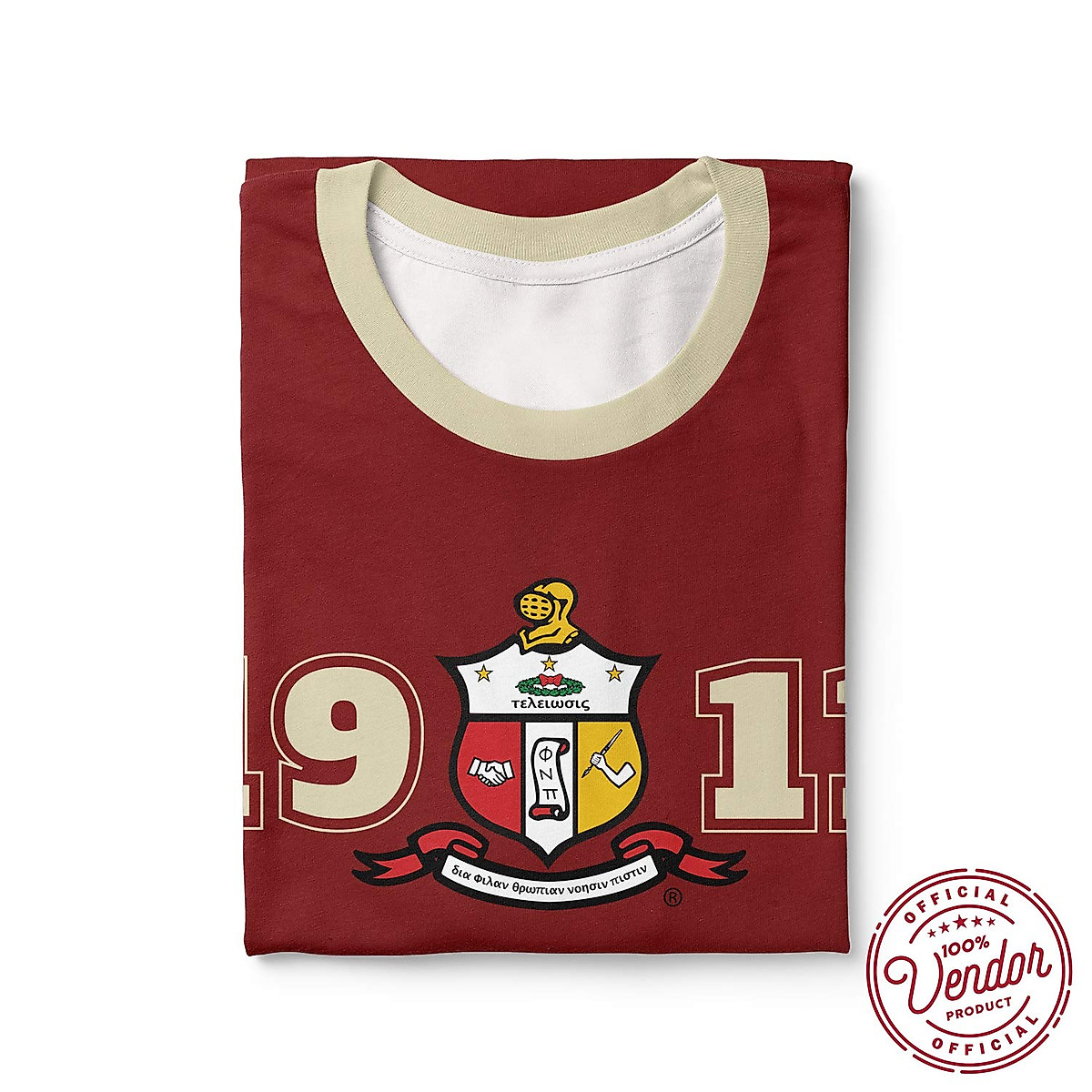 BBGreek Kappa Alpha Psi Fraternity Paraphernalia - Crew Neck T-Shirt - Official Vendor - 1911 Crest - Medium