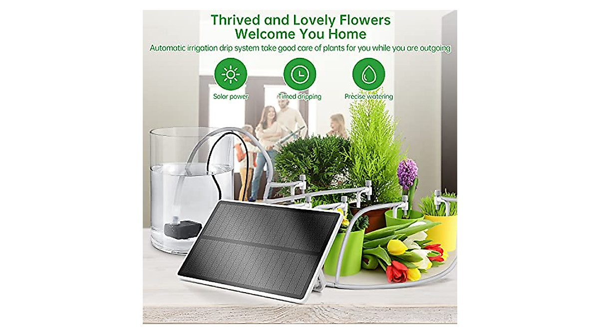 Solar Power Rechargeable Drip Irrigation Kit – Self-Watering System for ...