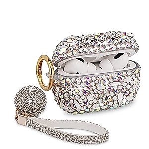 Luxurious Rhinestone AirPods Pro Case, Protective Bling Diamonds AirPod Charging Protective Case Cover for Apple I10/I12 TWS (Art Silver Pro)