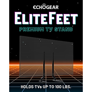 ECHOGEAR Premium Replacement TV Stand for 55"-86" Screens - Angled Feet Give Universal TV Stand Stability for QLED & OLED TVs -Easy 3-Step Install Comes w/Soundbar Isolation & Anti-Slip/Scratch Pads