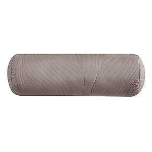 Brielle Stream Bolster Pillow, 6"x18", Light Grey