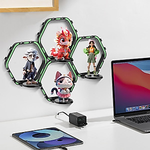 Ninoge 8PCS Riser Display Shelves for Figures, Glow in the Dark shelf for Funko POP Figures, Collectible Figure Display Stands, DIY shape configurations, Black