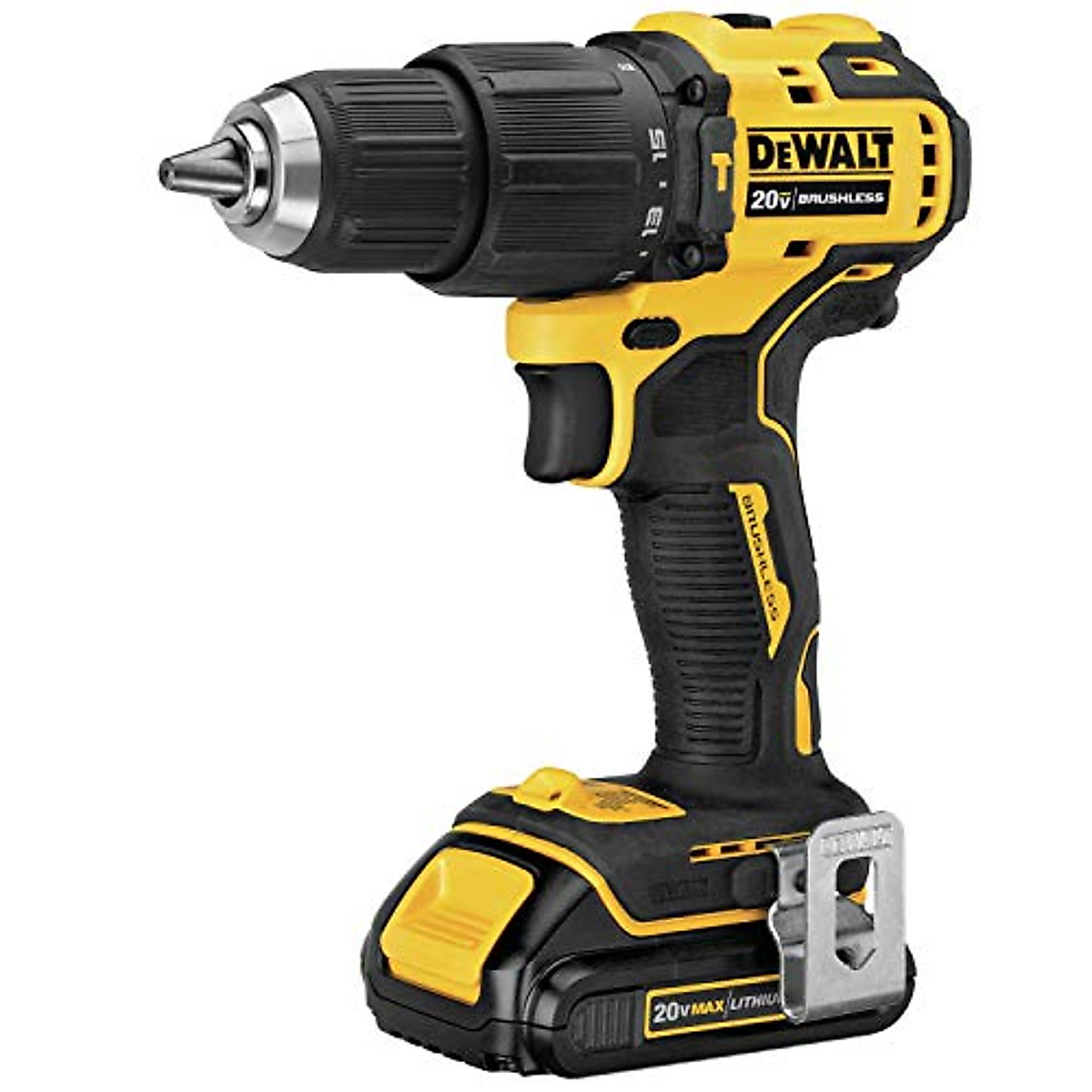 DEWALT ATOMIC 20V MAX* Hammer Drill, Cordless, Compact, 1/2-Inch, 2 Batteries (DCD709C2)