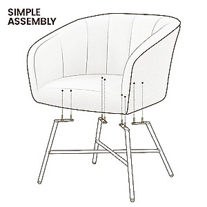 Yaheetech Boucle Barrel Chair, Modern Living Room Chair with Metal Legs and Soft Padded, Comfy Side Chair for Bedroom/Office/Study/Waiting Room, White, 2pcs