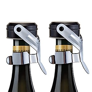 DIFENLUN Champagne Stopper, 2 Pack Stainless Steel Champagne Bottle Plug Sealer for Champagne, Cava, Prosecco and Sparkling Wine Stopper