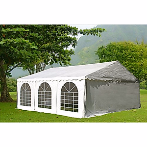 DELTA Canopies 20'x20' (FR) PVC Party Tent White,Commercial Fire Retardant Wedding Canopy,Outdoor Event Shelter,Residential Backyard Garden Gazebo,with Waterproof Top,Galvanized Steel Poles,Carry Bags