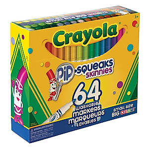 Crayola Pip-Squeaks Skinnies Washable Markers, 64 count, Great for Home or School, Perfect Art Tools