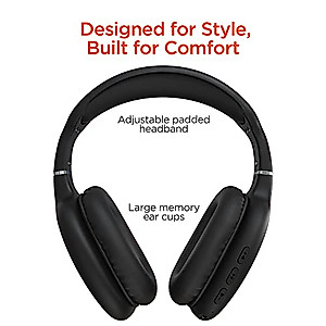 HyperGear Vibe Wireless Bluetooth Headphones with Mic, Noise Isolating Fit, Memory Foam Ear Cup & Quick paring for Travel, Home Office, Online (Black)