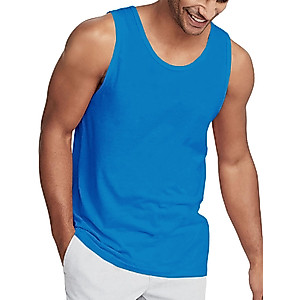 ZIWOCH Men Tank Top Sleeveless Shirts Muscle Workout Crewneck Tee Tops Blue