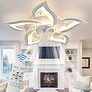 Jesskit 26.8" Ceiling Fan with Lights, Chandelier Ceiling Fans with 3 Color Dimmable and 6 Speeds Remote Control, Modern Indoor Flush Mount Ceiling Fans with Lights for Living Room Bedroom Dining Room