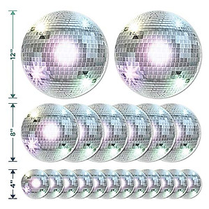 70's Party Disco Fever Hanging Banner Garland and Disco Ball 2-Sided Cutouts Set (21 Pieces Total)