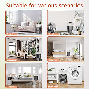 DoReFaSol Laundry Baskets,Laundry Hamper,Collapsible Clothes Baskets Dirty Storage for College Dorm and Home, Clothes Basket with Foam Protected Aluminum Handles 82L (Black Lantern Print)