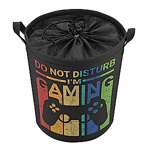 Retro Gamer Laundry Basket Boys Laundry Hamper Gaming Decor Small Dirty Clothes Hamper Collapsible Storage Organizer Bag Video Game Room Accessories and Decor