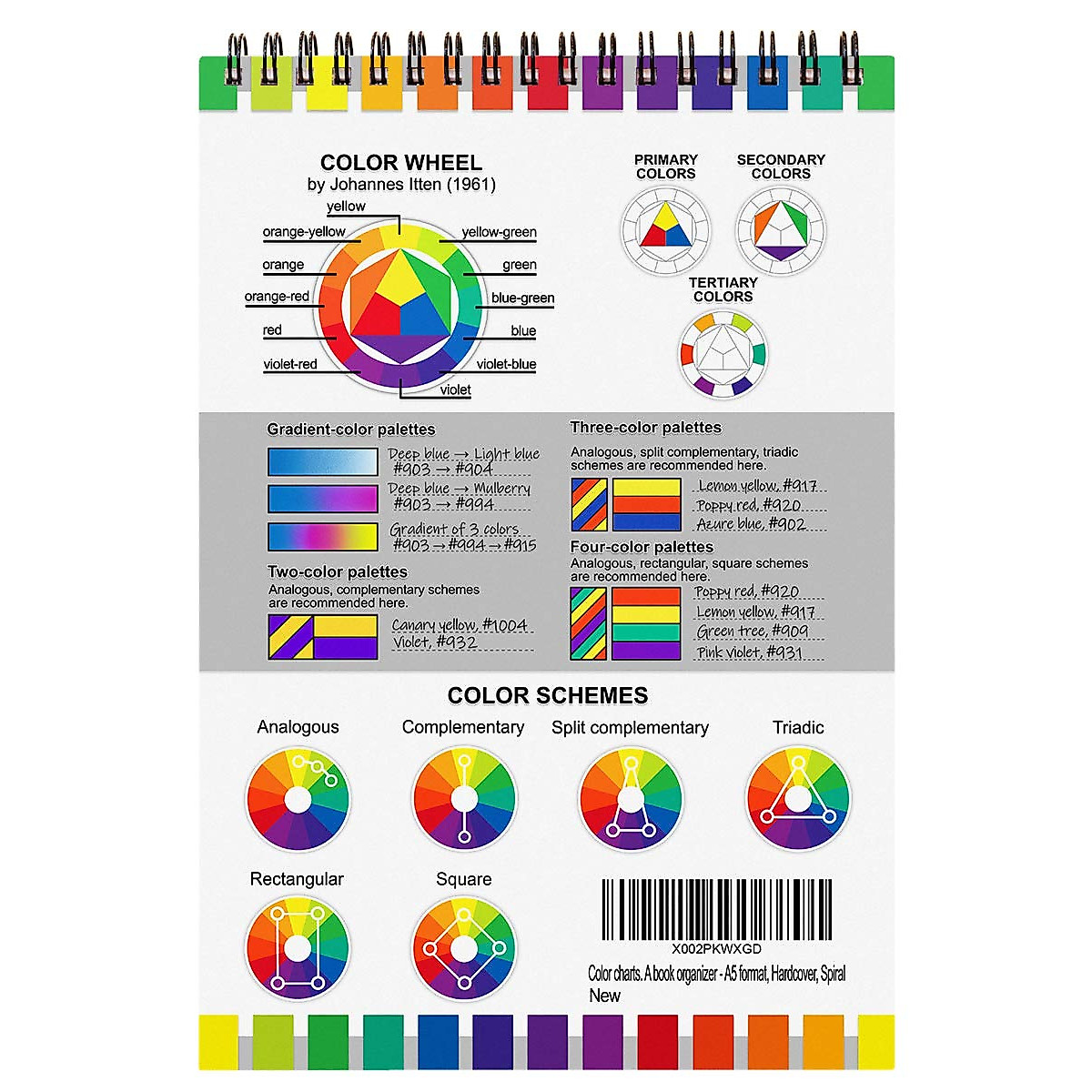 Color charts. A mini book organizer of coloring resources for colorists and artists on thick artist paper with a spiral binding on the top - A5 format