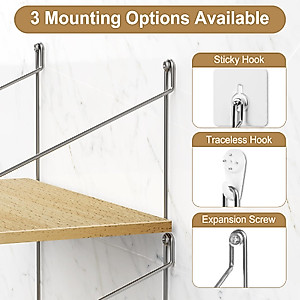 MYITYARD Floating Shelves for Wall Mounted, 15.75" L × 7.87" W Home Decor Wood Shelf Set of 2 for Living Room, Bedroom, Bathroom, Kitchen