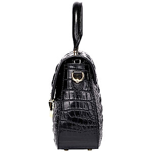 PIJUSHI Leather Crossbody Bags for Women Designer Crocodile Purse Satchel Handbag (99806 Black)…