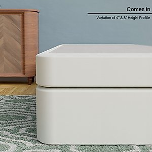 Spring Solution Solution, 4-Inch Sturdy Split Box Spring for Mattress Support-Durable and Fully Assembled, Natural Wood Foundation, White, King Size