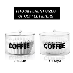 NOKI Basket Coffee Filter Holder, Clear Acrylic Coffee Pod Holder with Lid, Large Capacity Nespresso K cup organizer for Coffee Bar & Kitchen Countertop