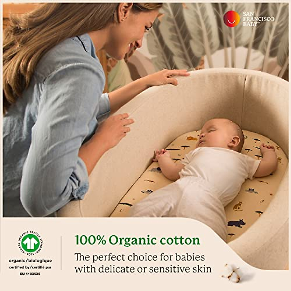 Premium Fitted Bassinet Sheet - Pack of 1 for Standard Bassinets, 100% Soft Organic Cotton, One Size Fits All - Baby Bassinet Sheets for Baby Boy and Baby Girl, Breathable, Stretchy & Durable