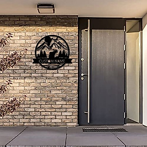 Custom Deer Metal Wall Sign, Mountain and Deer Wall Decor, Metal Sign, Personalized Hunter Name Signs, Wildlife Art,Deer Hunter Gift for Dad