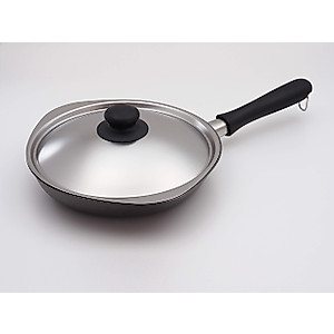 Sori Yanagi Iron Frying Pan, Made in Japan, 9.8 inches (25 cm), Double Fiber Line Nitride Treatment, Includes Lid, Induction Compatible