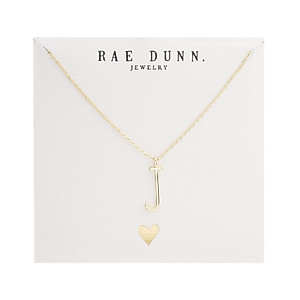 Rae Dunn Initial Necklace for Women 14K Yellow Gold Plated Brass Pendant Delicate Chain Letter J
