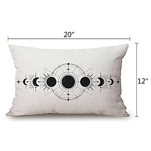 Moon phases Pillow Cover 12" x 20" Lumbar Pillow Covers Home Decorative Cotton Linen Cushion Case for Sofa Couch Housewarming Family Room Décor