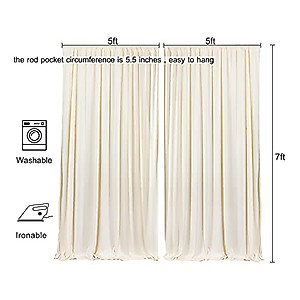 Champagne Backdrop Curtain for Parties Wedding Baby Shower Wrinkle Free Photo Curtains Backdrop Drapes Fabric Decoration for Bridal Shower 5ft x 7ft,2 Panels
