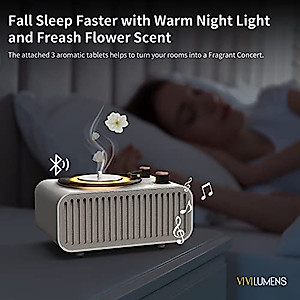 Vivilumens Gifts for Women, 4-in-1 Wireless Speaker Portable Bluetooth Speakers, Aromatherapy Diffuser with 3 Scented Tablets, Amber Night Light, Cute Room Decor, Relaxing Gift for Mom, Men, White