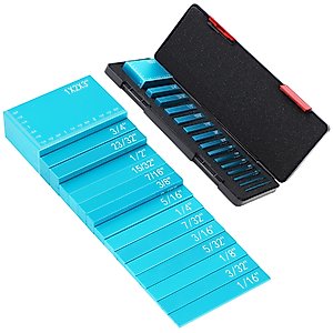 Houseables Setup Blocks Woodworking, Marking Gauge, Gage Blocks, Gauge Block Set, 15 Piece, Blue, Aluminum, Set Up Blocks for Woodworking, Router, Measuring Tools for Woodworking, Gage Block Set