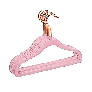 MIZGI Premium Kids Velvet Hangers (Pack of 50) with Copper/Rose Gold Hooks,Space Saving Ultra Thin,Non Slip Baby Hangers for Children's Skirt Dress Pants,Clothes Hangers(Pink)