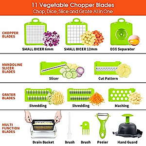 Vegetable Chopper, Pro Onion Chopper, 14 in 1Multifunctional Food Chopper, Kitchen Vegetable Slicer Dicer Cutter,Veggie Chopper With 8 Blades,Carrot and Garlic Chopper With Container (Grey)…