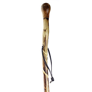 SE Natural Wood Walking Stick with Hand-Carved Spiral Design and Knob Top, 55" - WS622-56BH