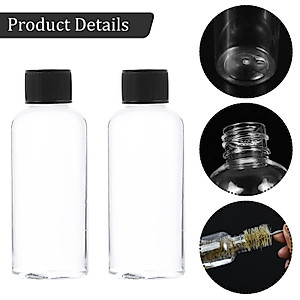 Jeyeou 16pcs 2oz Plastic Juice Bottles with Caps, Reusable Clear Juice Containers Drink Containers Juice Shots with 16pcs Labels 2pcs Funnel and 1pcs Brush for Juice Smoothie Milk Liquor Ginger Shots