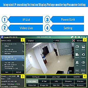 CCTV Camera Tester-Support up to 6K IP Camera and CVBS Analog Camera-with IP Discovery/PoE/WiFi/HDMI Output/RJ45 TDR Test/PTZ Control/Focus Test