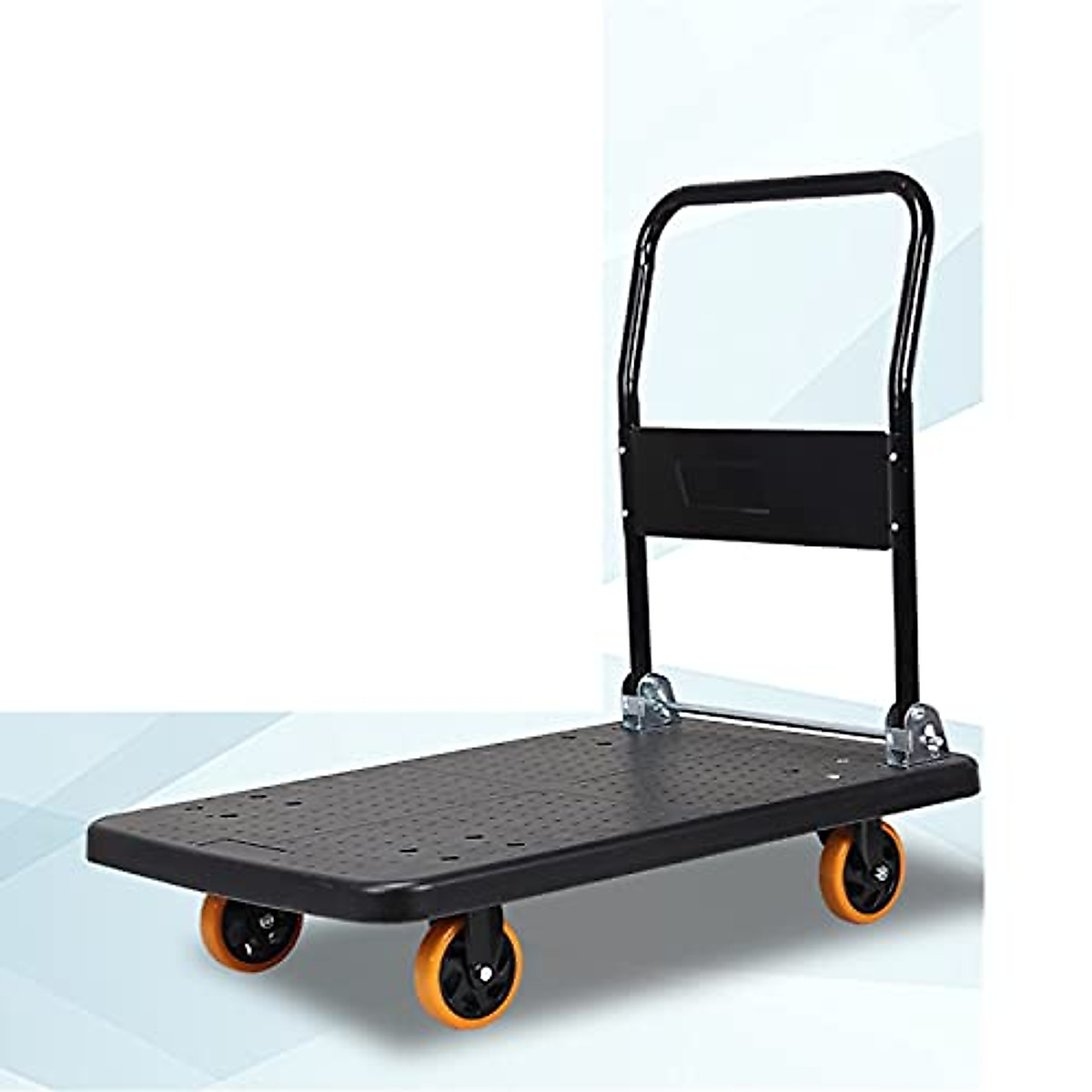 Generic Hand Truck Foldable Push Hand Cart for Loading and Storage Platform Truck Trolley with 360 Degree Swivel Wheels Large Loading Capacity Folding Cart (Color : Q 1), Black,blue,green