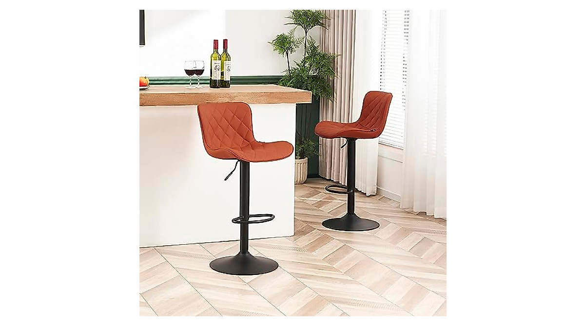 YOUNUOKE Modern Faux Leather Swivel Bar Stools Set of 2